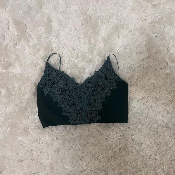 Angel | Tops | Deep Green Lace Crop Top | Poshmark